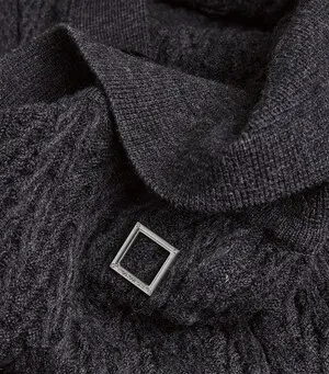 WOOYOUNGMI Melange Wool Cable-knit Polo Sweater