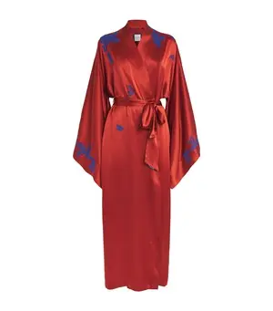 TORLOWEI Silk Tokoni Long Robe - Orange