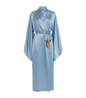 TORLOWEI Silk-lace Patsy Robe - Blue