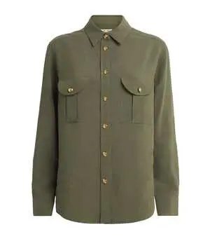 BLAZÉ MILANO Linen-blend Rox Star Berber Shirt - Green