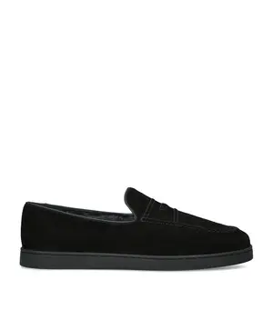 Church's Suede Shearling-lined Peebles Loafers - Black