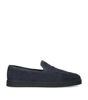 Church's Suede Shearling-lined Peebles Loafers - Navy