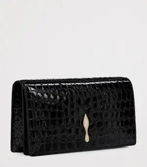 CHRISTIAN LOUBOUTIN Bettina Croc-embossed Patent Leather Clutch Bag - Black