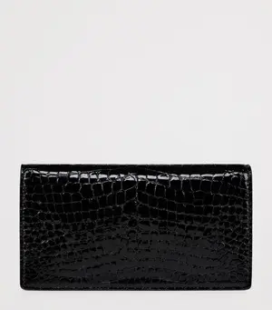 CHRISTIAN LOUBOUTIN Bettina Croc-embossed Patent Leather Clutch Bag - Black