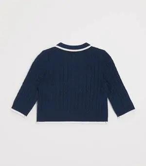 TARTINE ET CHOCOLAT Wool Cable-knit Polo Sweater