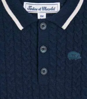 TARTINE ET CHOCOLAT Wool Cable-knit Polo Sweater