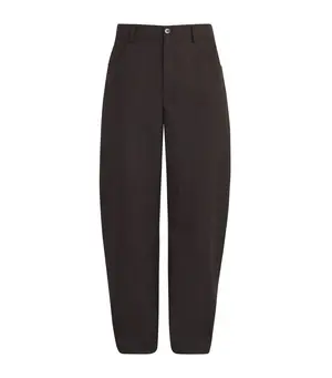 Séfr Wool Nasedo Barrel-leg Trousers - Brown