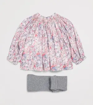 TARTINE ET CHOCOLAT Floral Blouse And Knitted Leggings Set