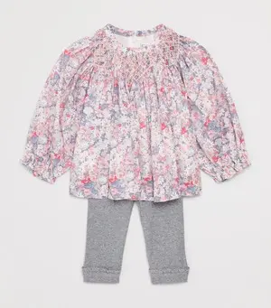 TARTINE ET CHOCOLAT Floral Blouse And Knitted Leggings Set