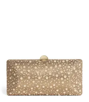 Rodo Satin Embellished Tube Clutch Bag - Gold