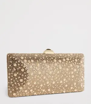Rodo Satin Embellished Tube Clutch Bag