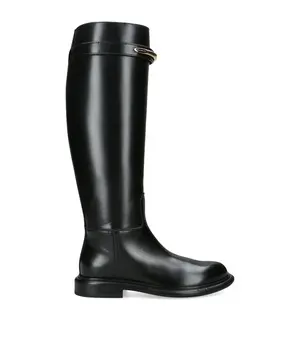 Givenchy Leather Pinch Riding Boots - Black