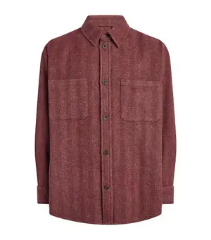 Johnstons Of Elgin Wool-cashmere Herringbone Atholl Overshirt - Red