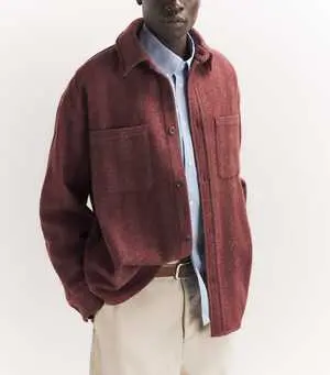 Johnstons Of Elgin Wool-cashmere Herringbone Atholl Overshirt