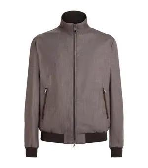 Paul & Shark Wool-silk-linen-blend Bomber Jacket - Grey