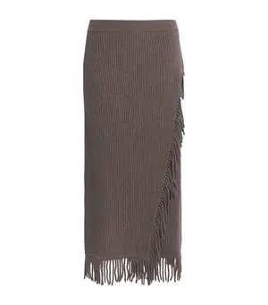 Simkhai Wool-cashmere Fringe Wrap Midi Skirt - Brown