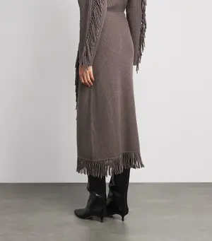Simkhai Wool-cashmere Fringe Wrap Midi Skirt