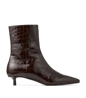 JIMMY CHOO Lory 35 Croc-embossed Leather Ankle Boots - Brown