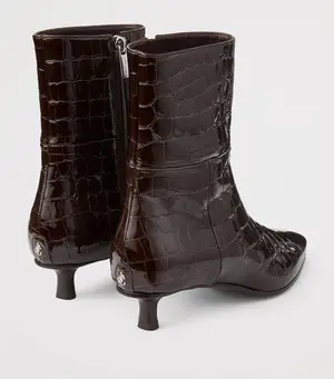 JIMMY CHOO Lory 35 Croc-embossed Leather Ankle Boots