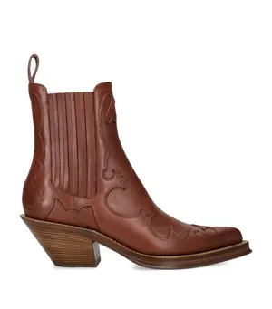 Gabriela Hearst Leather Cassidy Western Ankle Boots 50 - Beige