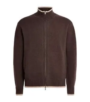 Paul & Shark Cashmere High-neck Cardigan - Brown