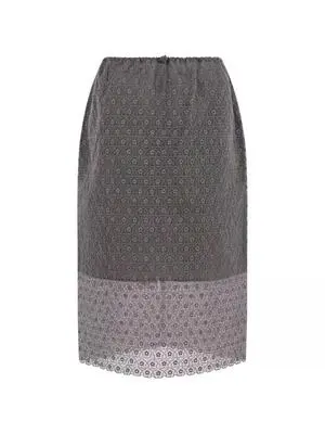 Cecilie Bahnsen Bria Floral-embroidered Drawstring Midi Skirt - Grey