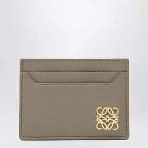 Loewe Anagram Leather Card Holder In Taupe - Brown