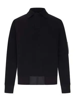 Sacai Knitted Polo Shirt With Zip Detail - Black