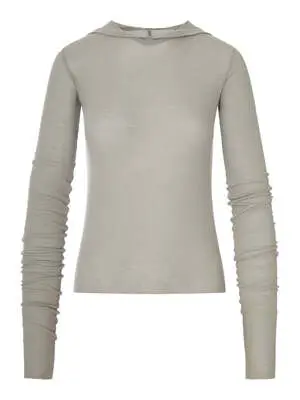 Rick Owens Ribbed Knit Hoodie - Cream
