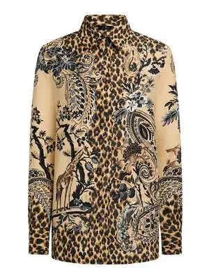 Etro Silk Shirt With Placement Leopard Print