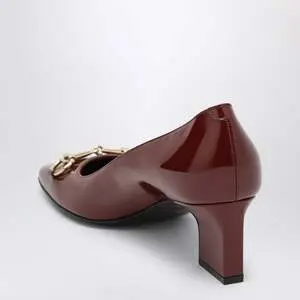 Gucci Burgundy Signora Pumps In Patent Leather