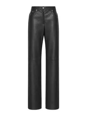 Sportmax 5-pocket Leather And Suede Trousers - Black