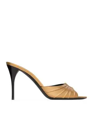 Saint Laurent Metallic Leather Babylone Mules - Silver