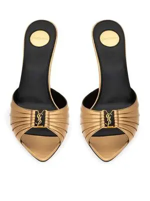 Saint Laurent Metallic Leather Babylone Mules