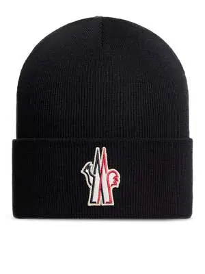 Moncler Logo-embroidered Wool Beanie - Black