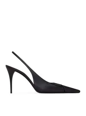 Saint Laurent Babylone Breteuil Open Back Pump In Smooth Leather - Black