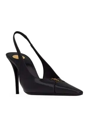 Saint Laurent Babylone Breteuil Open Back Pump In Smooth Leather
