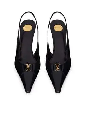 Saint Laurent Babylone Breteuil Open Back Pump In Smooth Leather