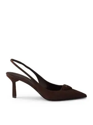 Prada Slingback Suede Leather Pumps - Brown