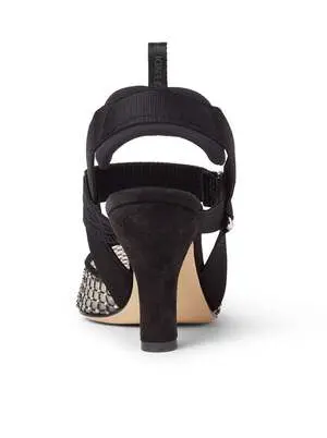 Fendi Hummingbird High-heeled Slingback In Mesh And Suede
