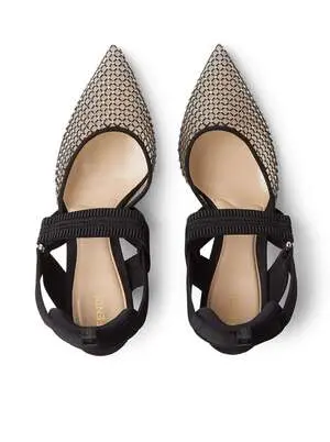 Fendi Hummingbird High-heeled Slingback In Mesh And Suede