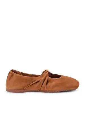 Loewe Pebble Soft Ballet Flats In Suede Goatskin - Tan