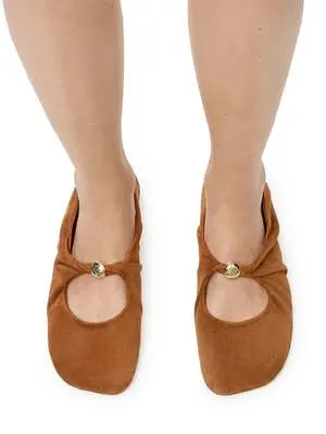 Loewe Pebble Soft Ballet Flats In Suede Goatskin