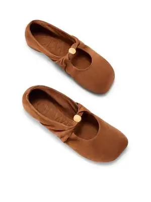 Loewe Pebble Soft Ballet Flats In Suede Goatskin
