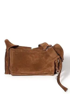 Miu Miu Utilitaire Shoulder Bag In Suede Leather
