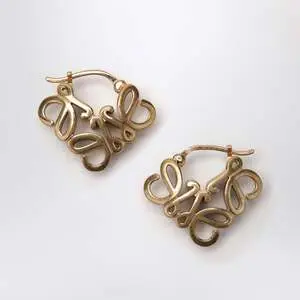 Loewe Loewe Anagram Bombe Gold Brass Hoop Earrings Women Silver