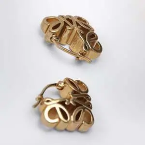 Loewe Anagram Bombe Gold Brass Hoop Earrings - Silver