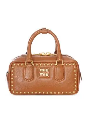 Miu Miu Arcadie Bag With Gold Studs - Tan