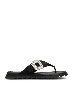 ROGER VIVIER Sliding Flip Flat In Satin - Black