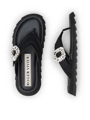 ROGER VIVIER Sliding Flip Flat In Satin